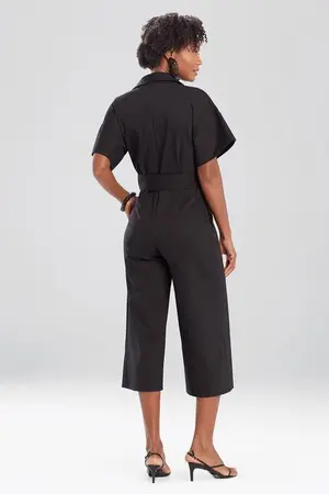 Natori Stretch Cotton Blend Crop Jumpsuit