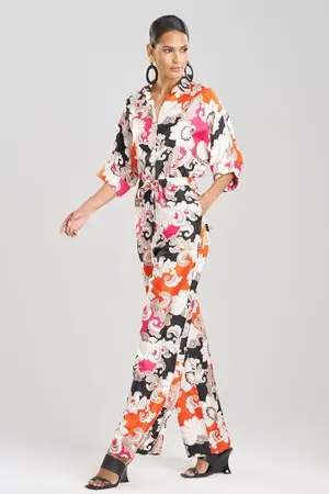 Natori Cressida Printed Silk Twill Jumpsuit