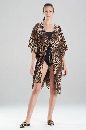 Natori Luxe Leopard Cotton Gauze Cover-up - Neutral