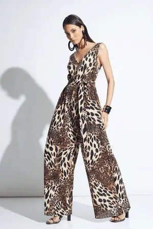 Natori Luxe Leopard Cotton Gauze Jumpsuit - Neutral