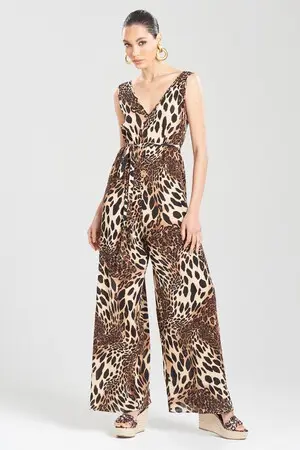 Natori Luxe Leopard Cotton Gauze Jumpsuit