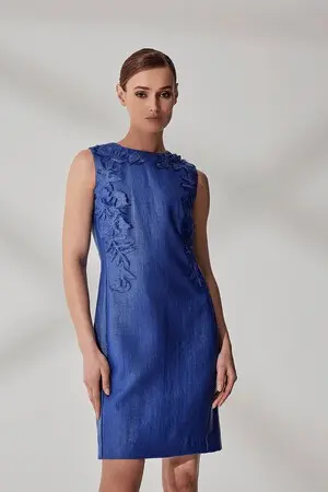 Natori Embellished Raffia Sheath Dress
