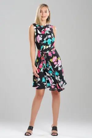 Natori Tangier Printed Silk Georgette Dress