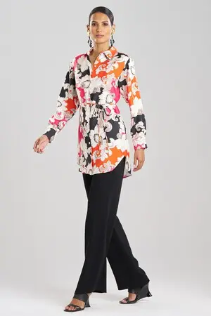 Natori Cressida Printed Silk Twill Tunic Shirt