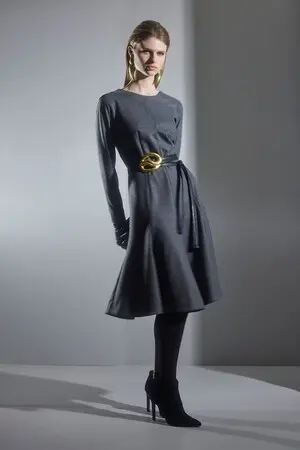 Natori Double Jersey Midi Dress - Gray