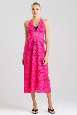 Natori Cotton Eyelet Halter Dress