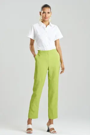 Natori Linen Blend Slim Pants - Red