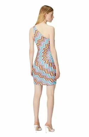 Missoni Short One-shoulder Cover-up With Zig Zag Pattern