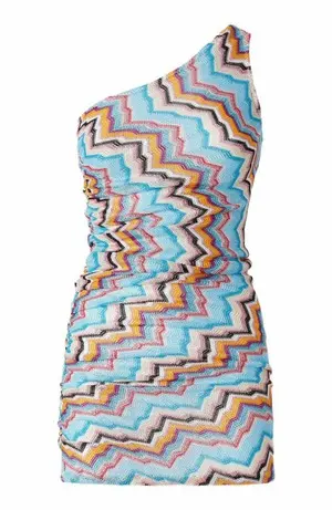 Missoni Short One-shoulder Cover-up With Zig Zag Pattern