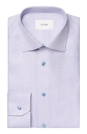Eton Contemporary Fit Check Cotton Dress Shirt