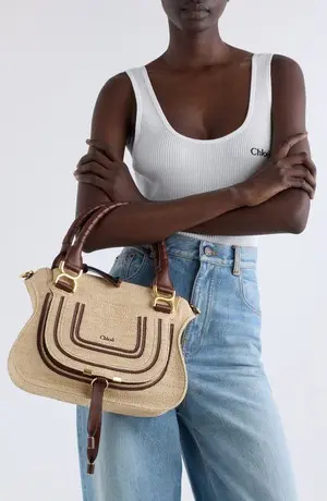 Chloé Marcie Woven Satchel - Hot Sand