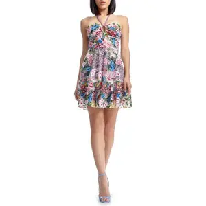 Dress The Population Trixie Floral Embroidered Mini Dress - Blush Multi
