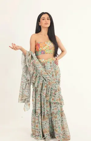 RAAS Yara Two-piece Ruffle Saree Dress