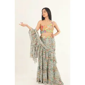 RAAS Yara Two-piece Ruffle Saree Dress - Green