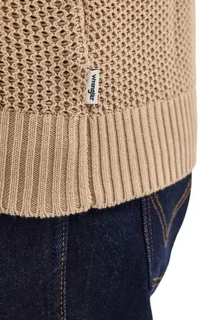 Wrangler Honeycomb-stitch Cotton Crewneck Sweater - Timberwolf