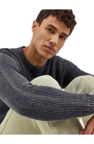 Wrangler Honeycomb Stitch Crewneck Sweater - Navy
