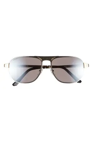 CARTIER 58mm Aviator Sunglasses - Silver