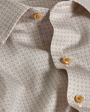 David Donahue Regular Fit Geometric Print Sport Shirt
