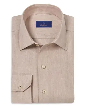 David Donahue Regular Fit Herringbone Sport Shirt - Dune