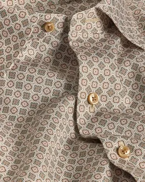 David Donahue Regular Fit Geometric Print Sport Shirt - Choc/multi