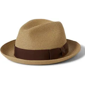 Brixton Horton Packable Straw Fedora - Dark Tan/ Light Brown