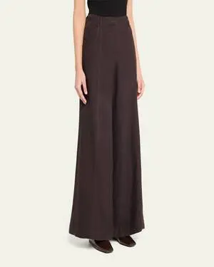 TWP Dees Wide-leg Linen Trousers - Dark Chocolate