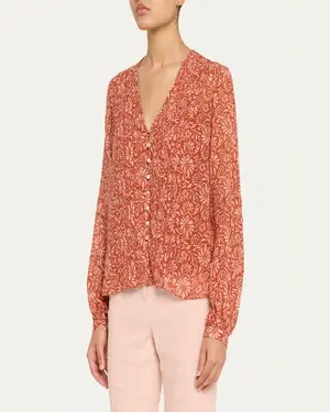 Veronica Beard Calvin Printed Blouse