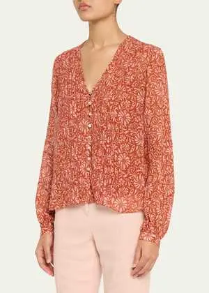 Veronica Beard Calvin Printed Blouse