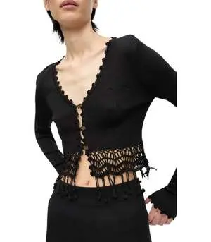 GANNI Crochet Cropped Cardigan