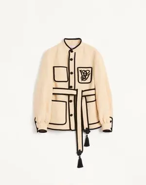 Valentino Garavani Silk And Jute Canvas Jacket With Embroidery