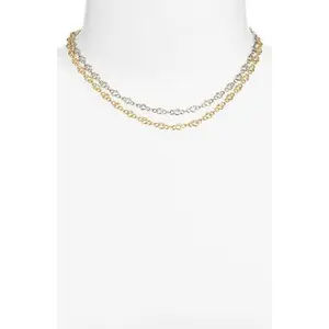 VIDAKUSH Duotone Layered Choker Necklace - Gold/ Silver