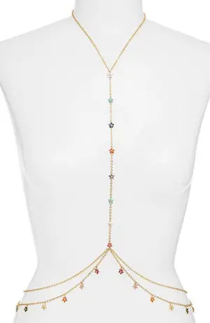 VIDAKUSH Twinkle Flower Body Chain - Gold/ Multi