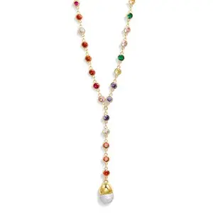 VIDAKUSH Rainbow Drop Y-necklace - Gold/ Multi