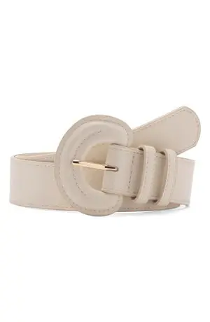 Mango Oval Buckle Faux Leather Belt - Ecru