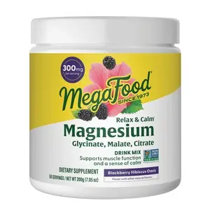MEGAFOOD Relax + Calm Magnesium Powder-blackberry Hibiscus Oasis Flavor 200 Grams - One-color