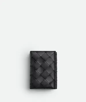 BOTTEGA  VENETA Intrecciato Tiny Tri-fold Wallet - Black
