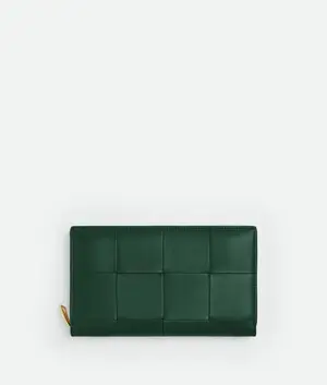 Bottega Veneta Cassette Zip Around Wallet - Emerald Green