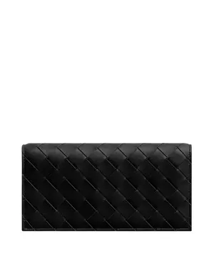 Bottega Veneta Intrecciato Long Wallet With Coin Purse - Black