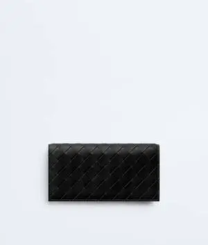 Bottega Veneta Intrecciato Long Wallet With Coin Purse - Black