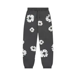 DENIM TEARS Rhinestone Cotton Wreath Sweatpants - Black