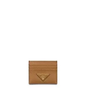 Prada Leather Card Holder Brown
