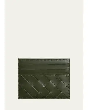 Bottega Veneta Intrecciato 15 Leather Card Holder - Green