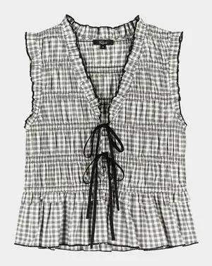 Rails Martine Gingham Blouse - Ivory Jet Gingham