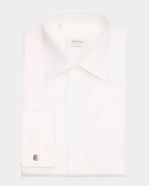 Brioni French Cuff Covered-placket Dress Shirt - White