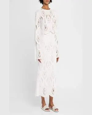 JBQ Kenzie Eyelet-embroidered Maxi Skirt