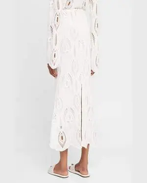 JBQ Kenzie Eyelet-embroidered Maxi Skirt