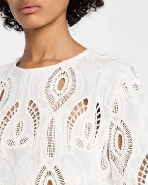 JBQ Karli Eyelet-embroidered Crop Top - Off White