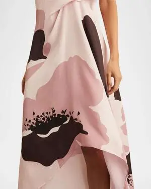 REISS Michalie Draped High-low Satin Midi Dress - Pink