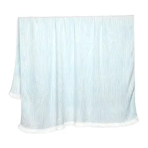 JOHN ROBSHAW Daasu Zebra Print Stonewashed Cotton Throw - Light Indigo