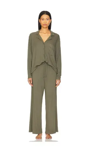 Michael Lauren Giselle Pj Set In Olive - Green Tea